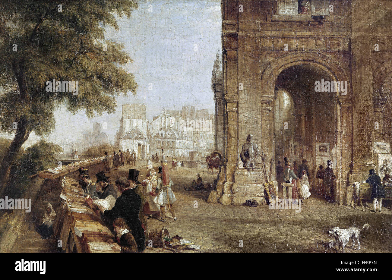 PARIS: BOOK STALLS, 1843. /n'6 Quai Conti.' Oil on canvas by William ...