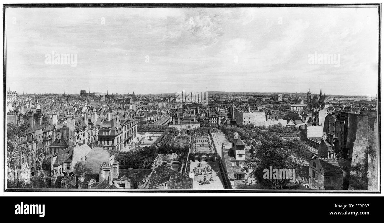 FRANCE: PARIS, 1786. /nView of Paris from an upper class neighborhood ...