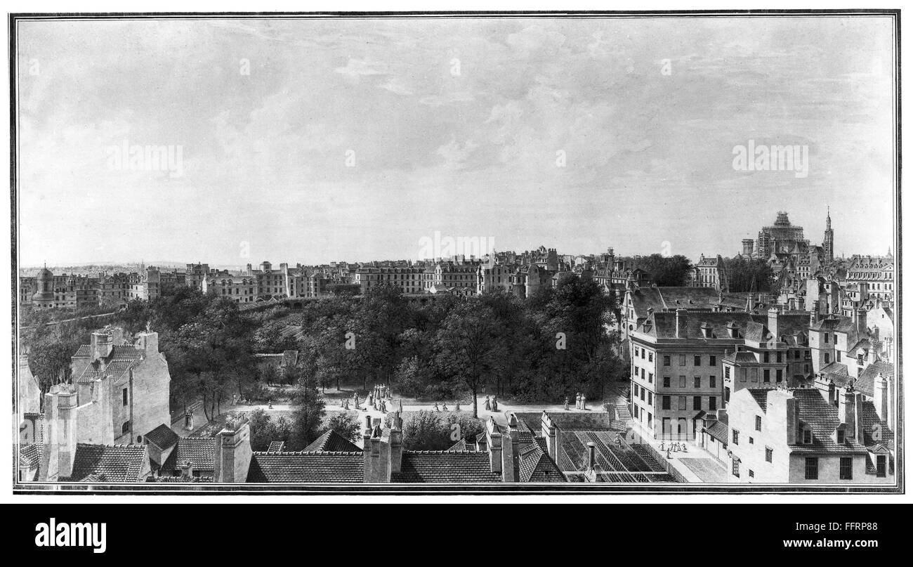 PARIS, FRANCE, 1786. /nView of Paris from an upper class neigborhood ...