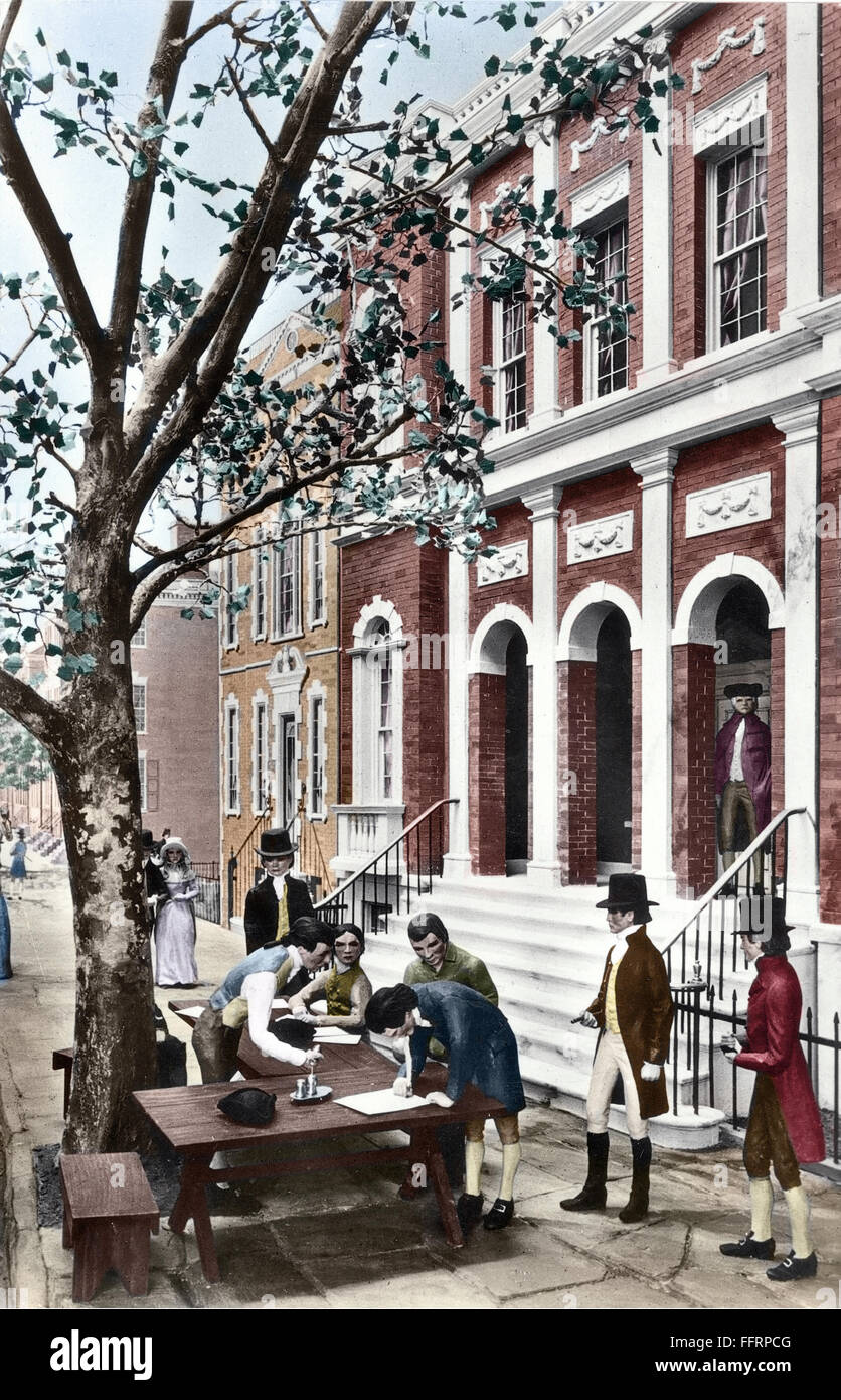 NEW YORK STOCK EXCHANGE. /nDiorama of the founding of the New York ...