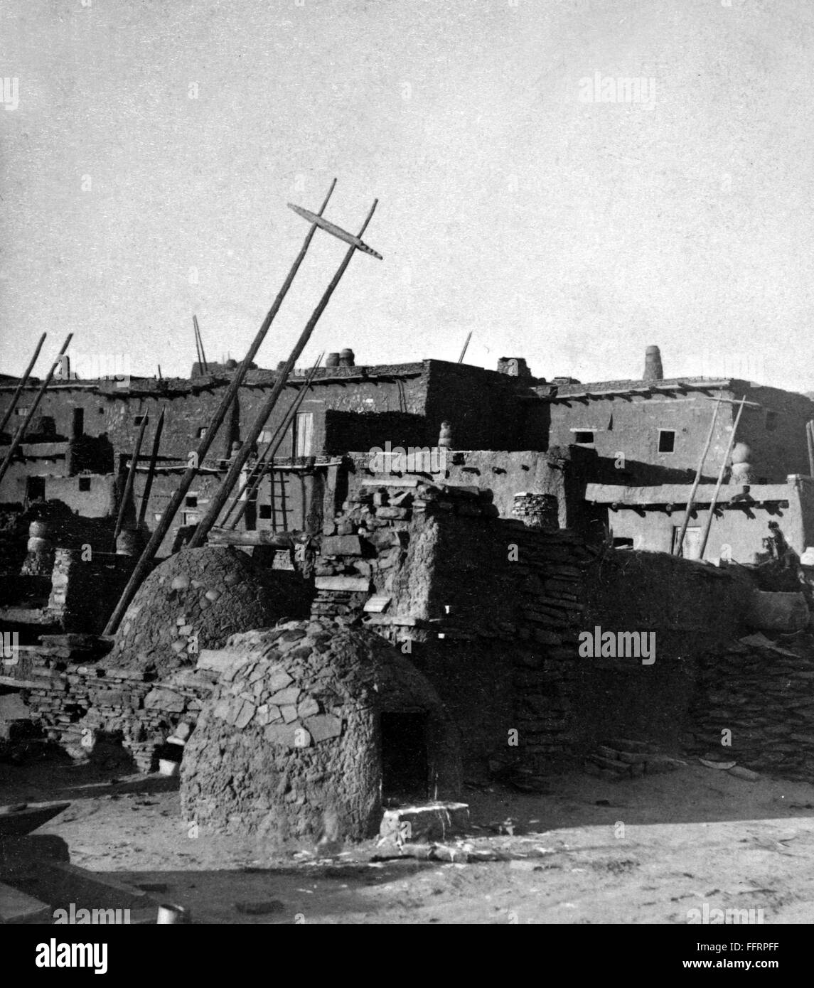 NEW MEXICO: ZUNI PUEBLO. /nSection of a Zuni pueblo village in New ...