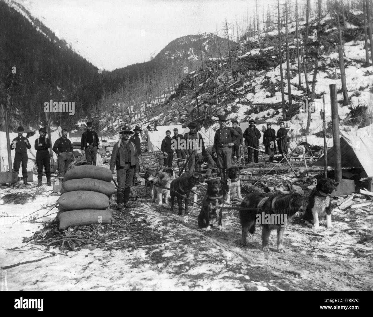 ALASKA: GOLD RUSH, c1897. /nCamp of gold prospectors with their sled ...