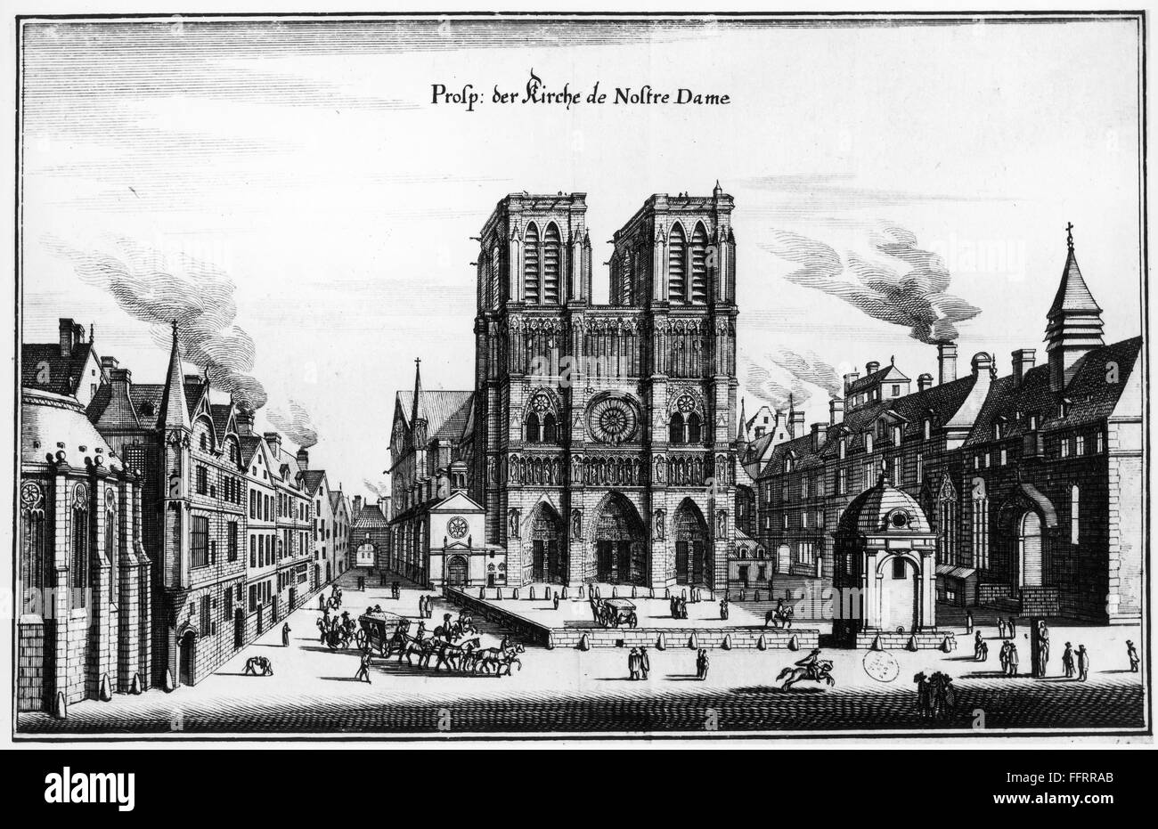 PARIS: NOTRE DAME, c1650. /nNotre Dame Cathedral in Paris, France. Line ...