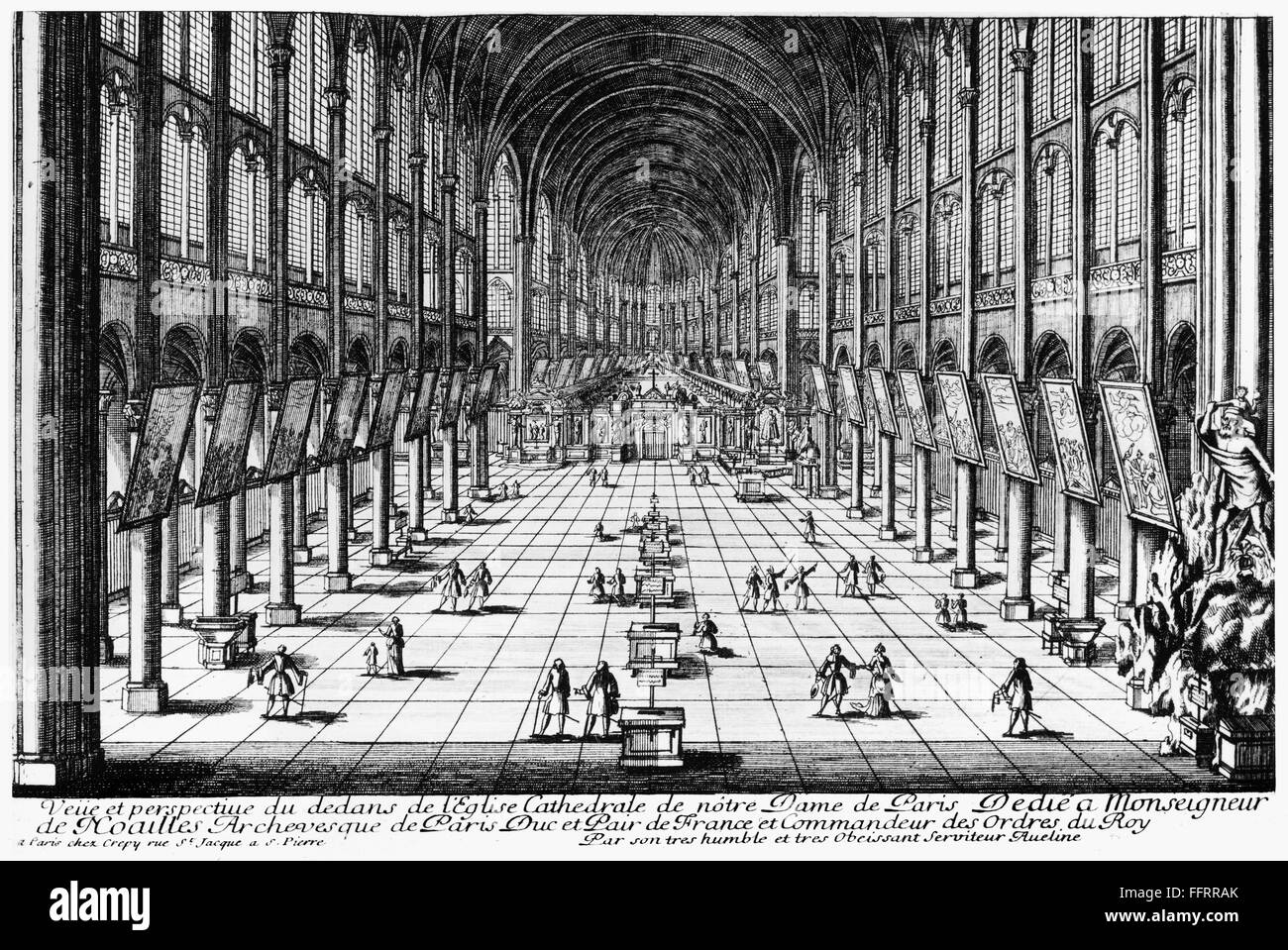 PARIS: NOTRE DAME, 1600s. /nInterior view of the Cathedral of Notre ...