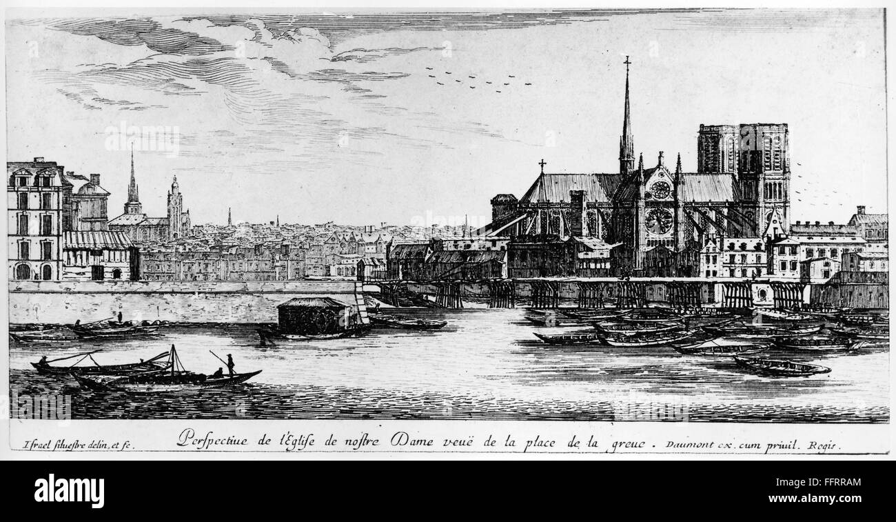 PARIS: NOTRE DAME, 1600s. /nNotre Dame Cathedral in Paris, France, seen ...