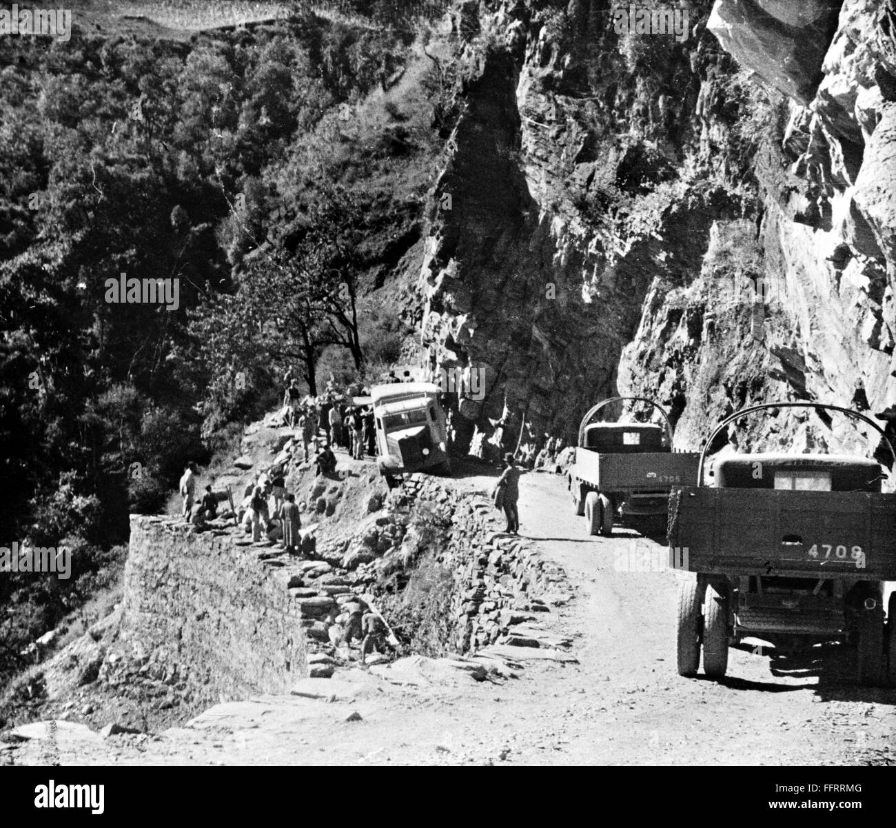 BURMA: BURMA ROAD, c1940. /nA treacherous part of the Burma Road where ...