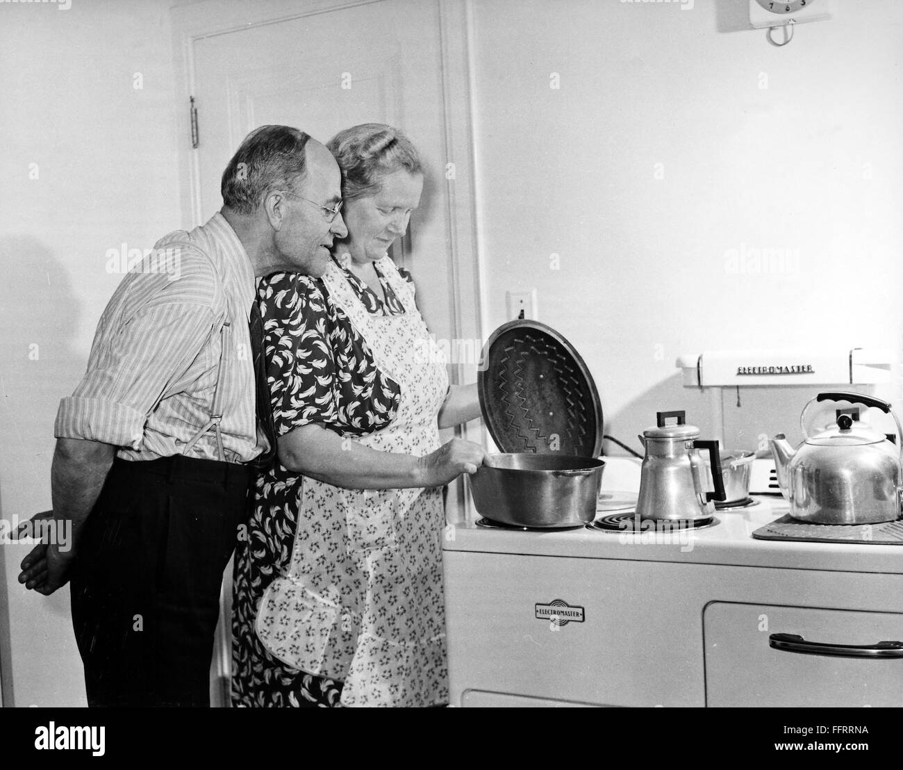 AMERICA: COOKING, 1942. /nMr. and Mrs. Westerberg of Cass Lake ...