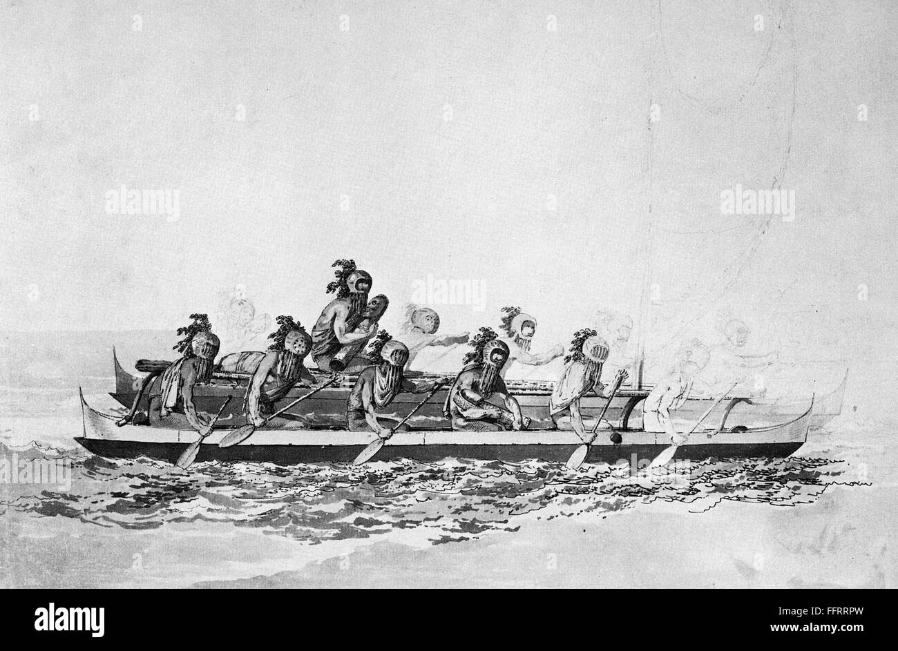 HAWAII: CANOE, 1779. /n'Canoe of the Sandwich Islands, the Rowers ...