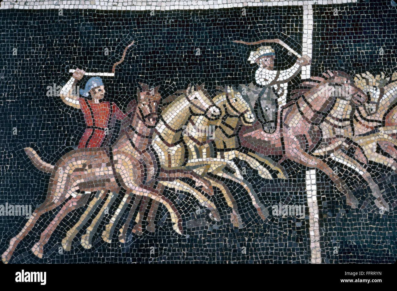 ROME: CIRCUS GAMES./nDetail of a mosaic depicting circus games. Roman ...