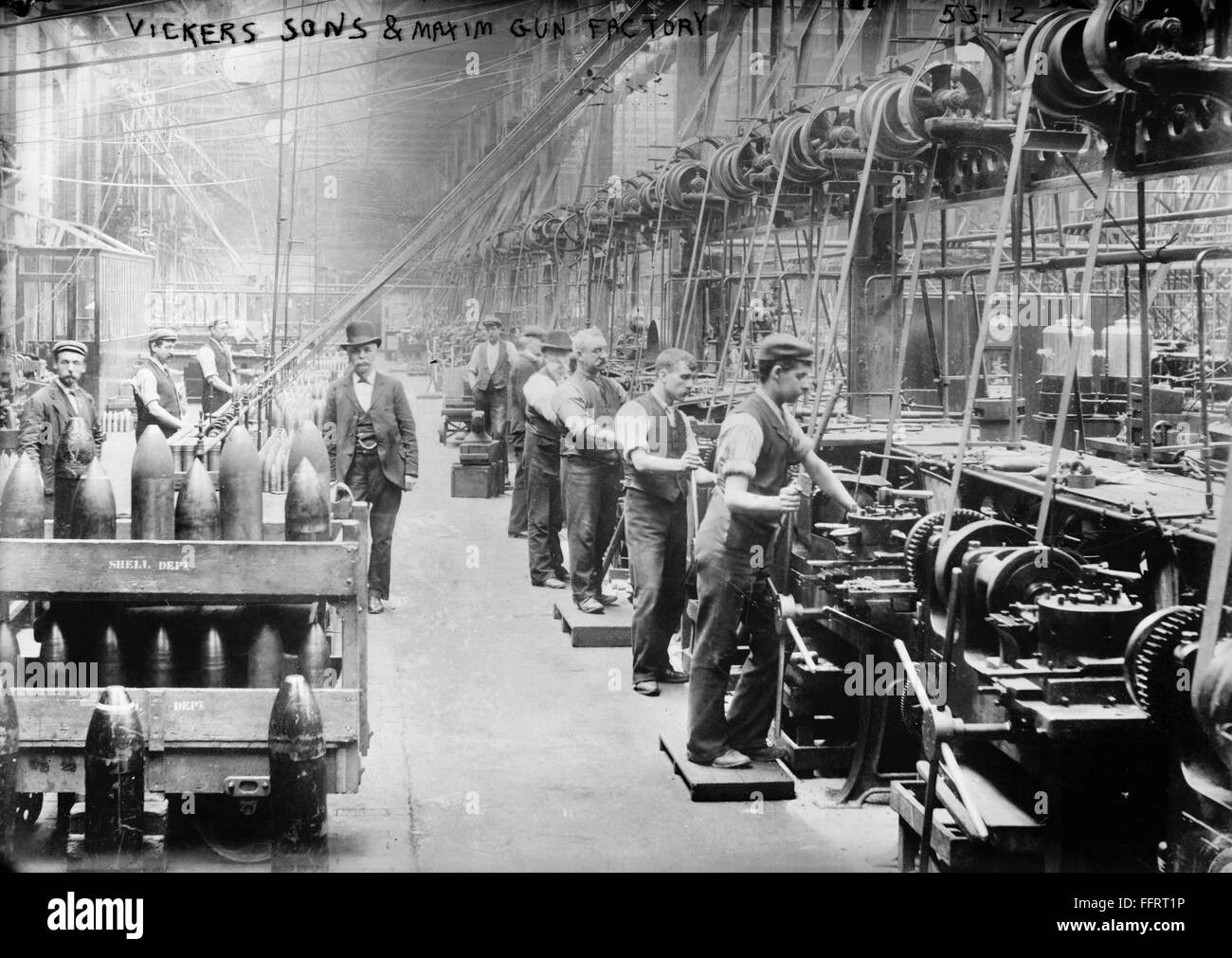 ENGLAND: ARMS FACTORY. /nAssembly line at the Vickers, Sons & Maxin ...