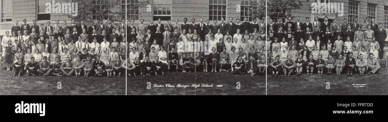 MAINE: HIGH SCHOOL, 1930. /nGroup portrait of the senior class at Bangor High School in Maine ...