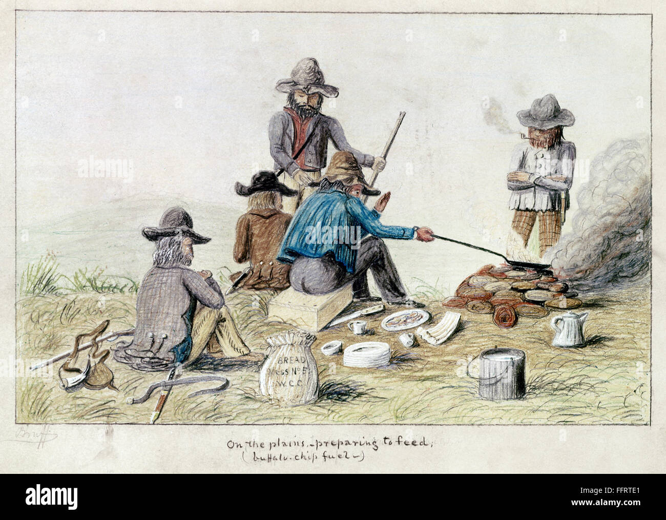 GOLD RUSH, 1849. /nProspectors on their way to California cooking ...