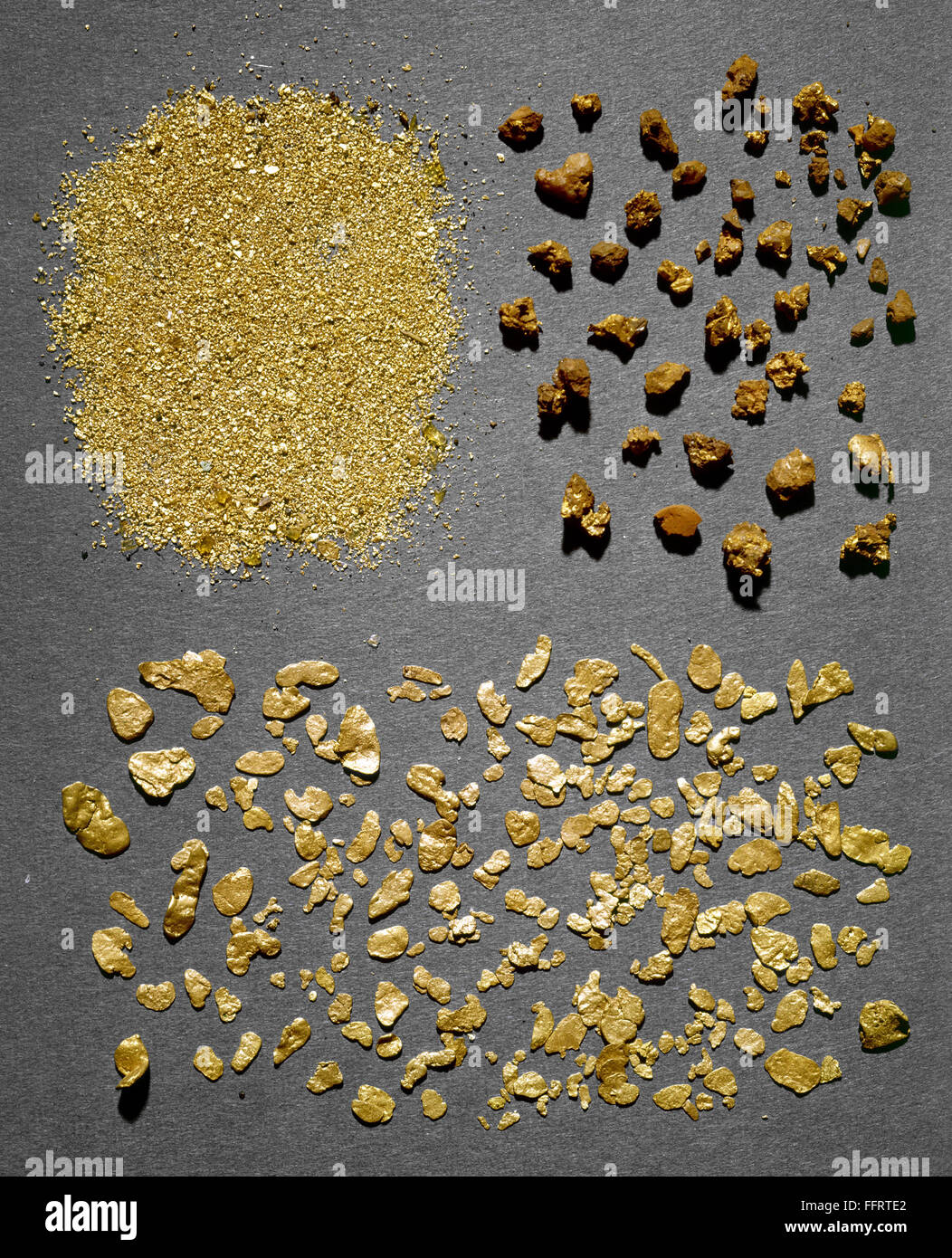 GOLD NUGGETS AND DUST. /nUpper left: gold nuggets from the Consumnes ...