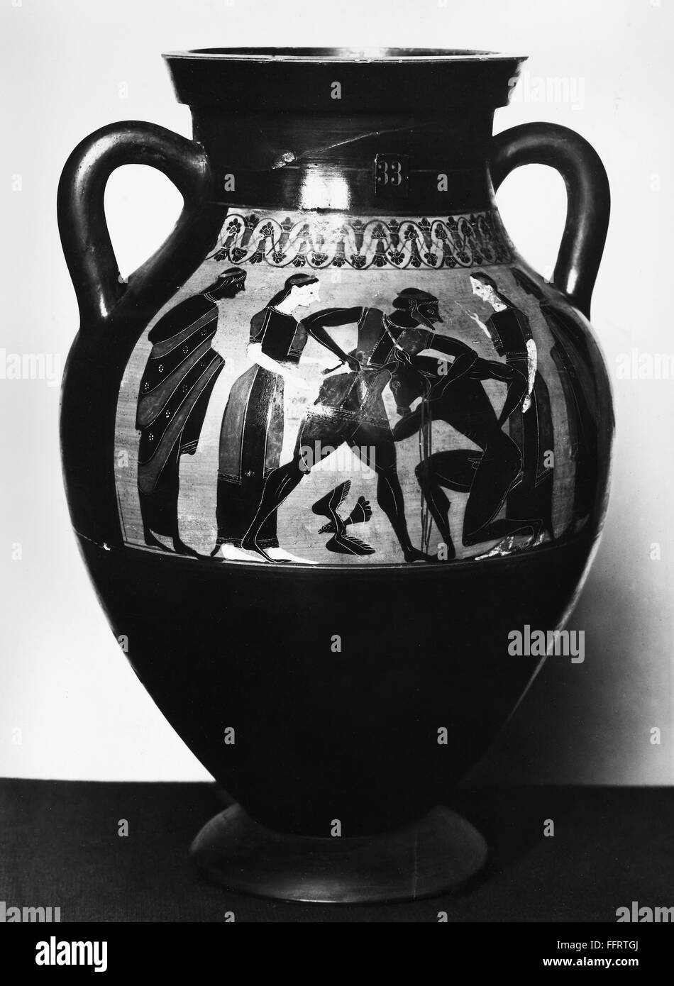 THESEUS AND MINOTAUR. /nGreek red-figured vase, 6th century B.C Stock ...