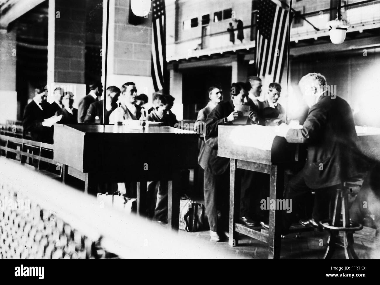 ELLIS ISLAND: REGISTRY ROOM. /nNewly arrived immigrants in the registry ...