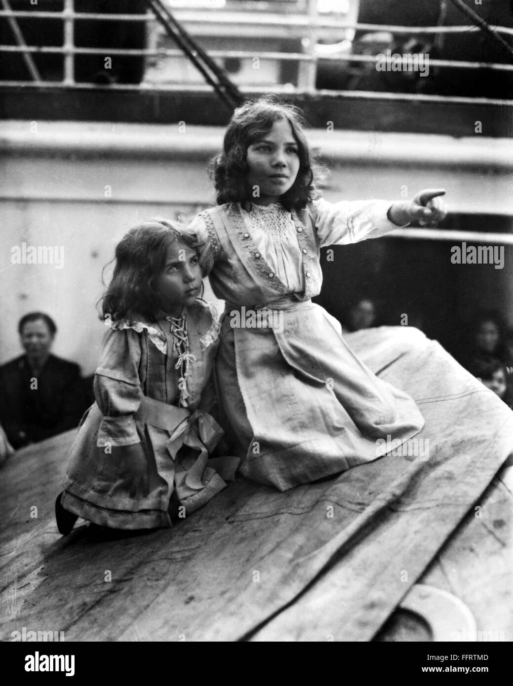 ITALIAN IMMIGRANTS, 1919. /nTwo young Italian immigrant girls aboard a ...