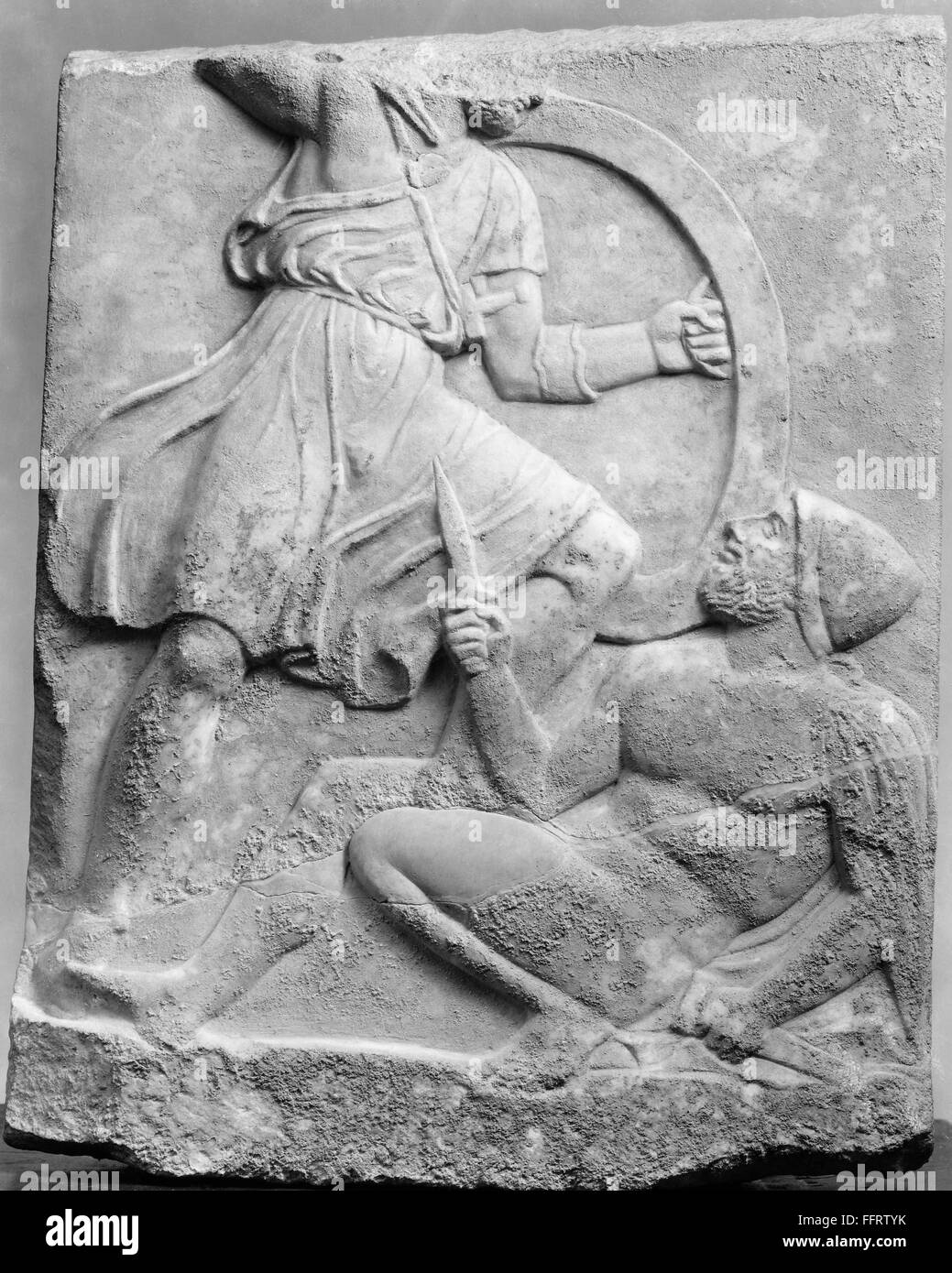 ANCIENT GREECE: COMBAT. /nGravestone commemorating the death of a ...