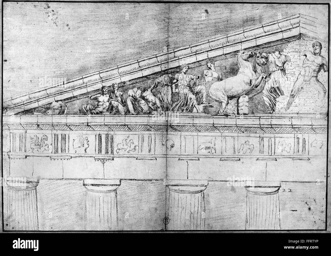 CARREY: PARTHENON, 1674. /nDetail of the west pediment of the Parthenon ...