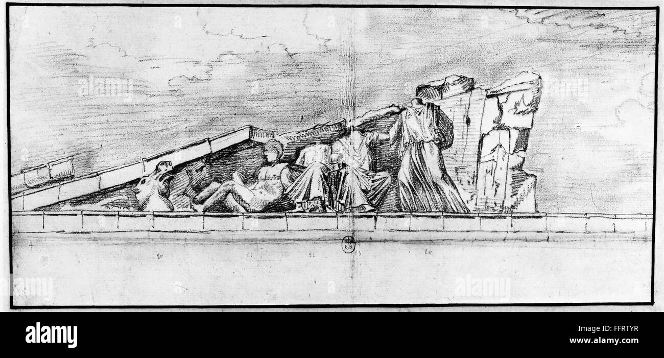 CARREY: PARTHENON, 1674. /nDetail of the east pediment of the Parthenon ...
