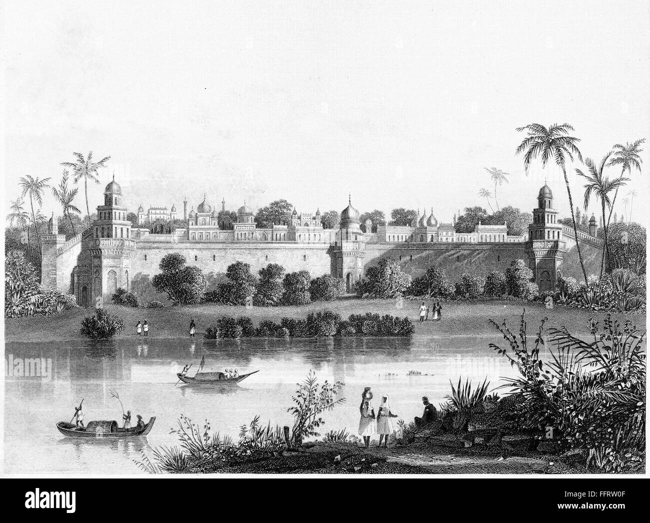 INDIA: AGRA FORT. /nThe Red Fort on the Yamuna River in Agra, India ...