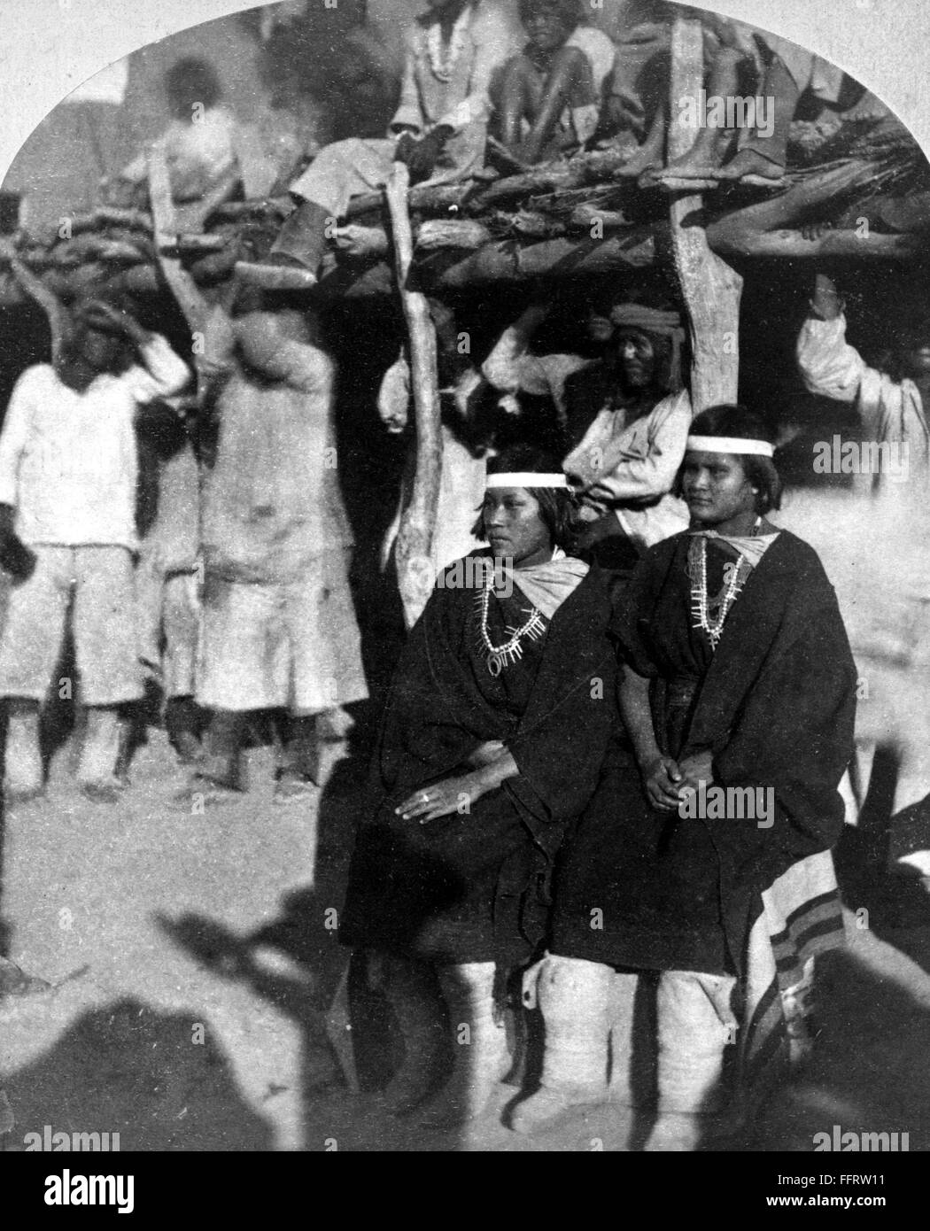 NEW MEXICO: ZUNI WOMEN. /nTwo Zuni women at a pueblo village in New Mexico. Stereograph by ...