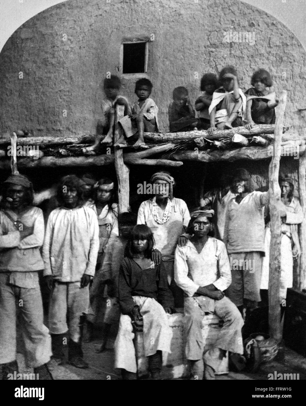 NEW MEXICO: ZUNIS, 1873. /nGroup of young Zuni men and boys at a pueblo ...