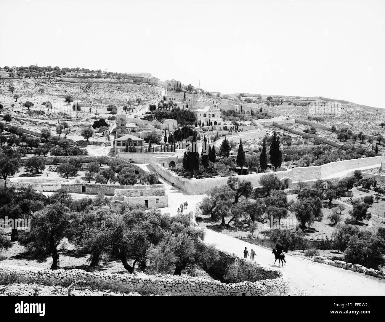 MOUNT OF OLIVES, c1910. /nAerial view of the Garden of Gethsemane and ...