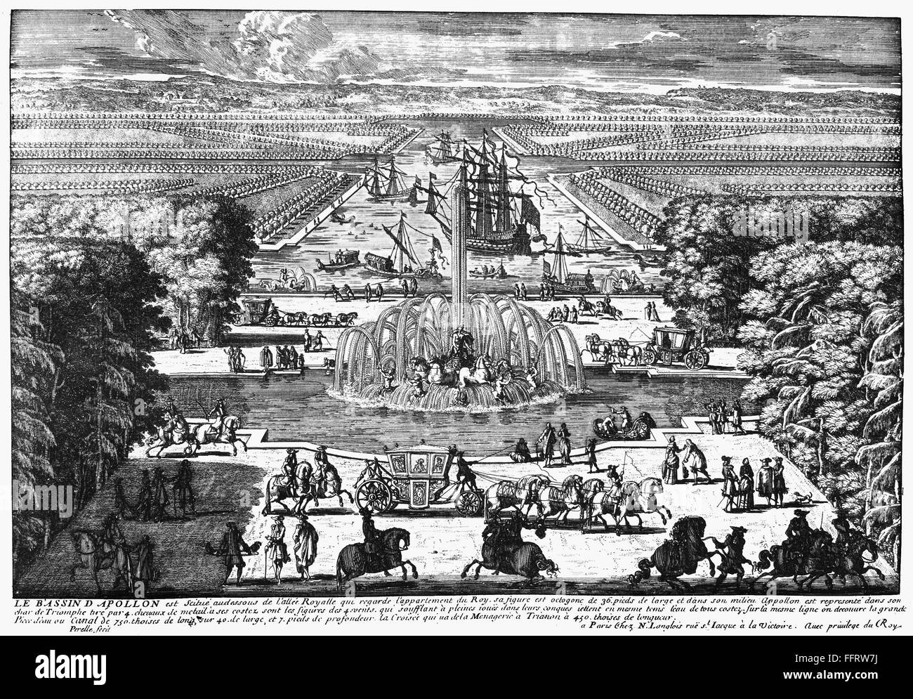 VERSAILLES: GARDENS, 1685. /nThe Apollo Fountain and Pool. Line ...