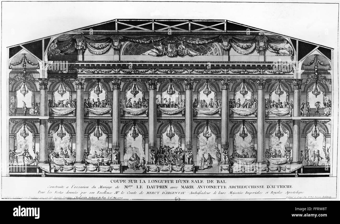 VERSAILLES: BALLROOM. /nCross section of a ballroom at the Palace of ...