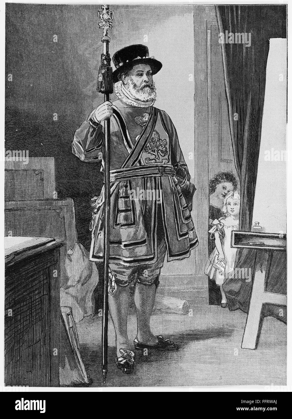 LONDON: BEEFEATER, 1878. /n'A Model Beefeater.' A yeoman warder posing ...