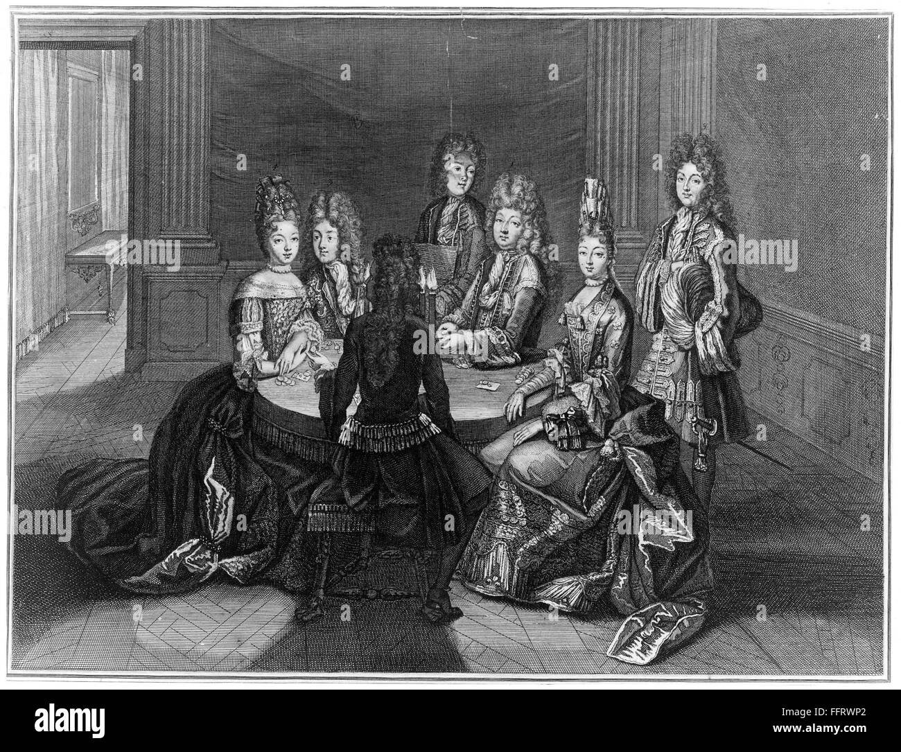 FRANCE: COURT LIFE, 1690s. /nPlaying cards in the 'Second Room of the ...