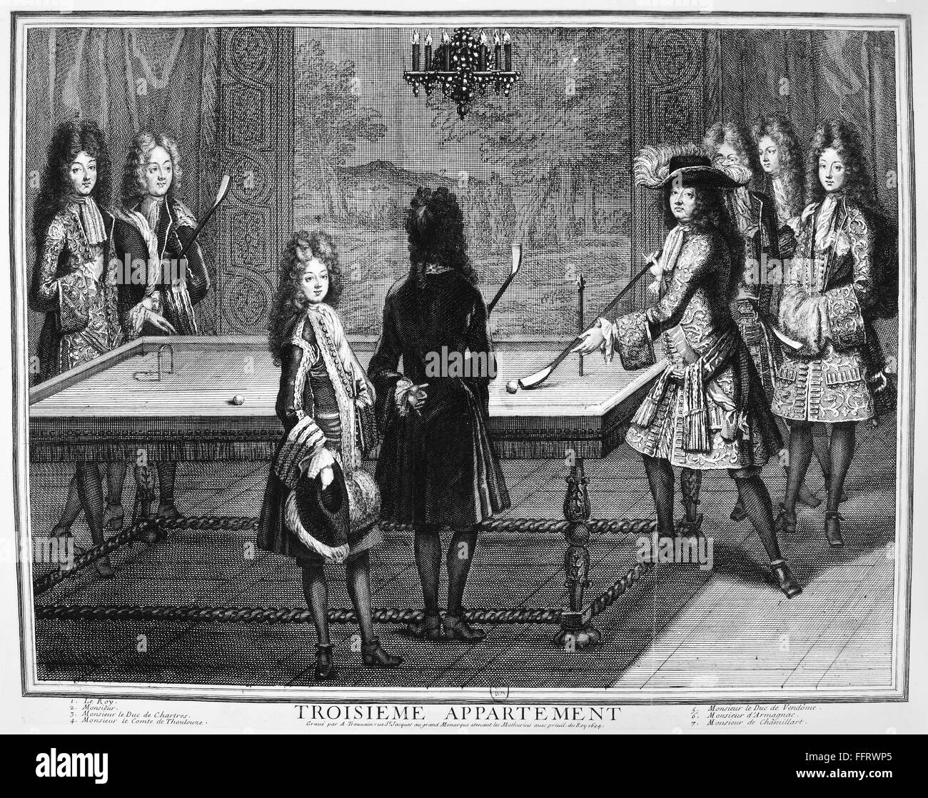 FRANCE: COURT LIFE, 1690s. /nPlaying billiards while waiting in 'The ...