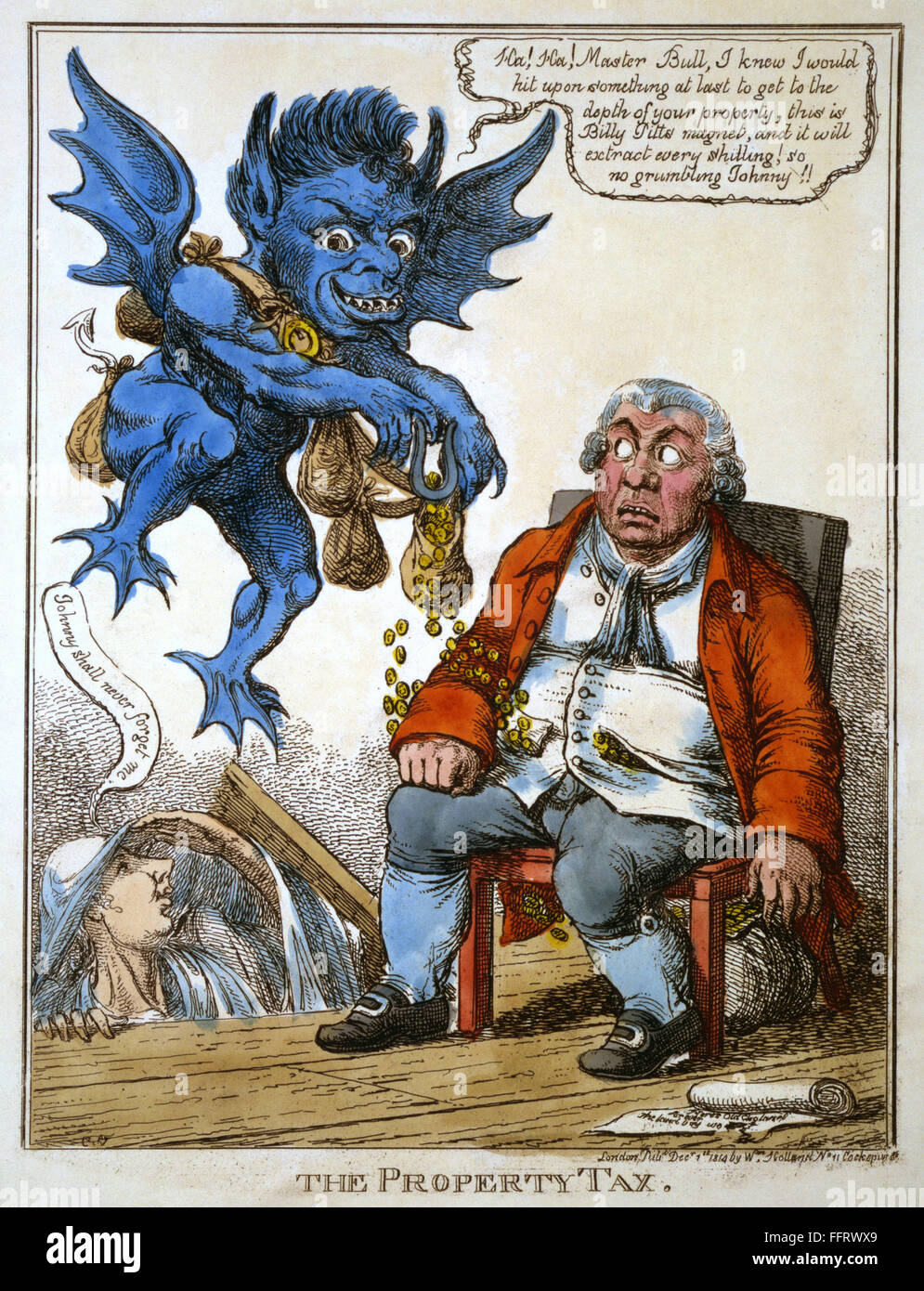 CARTOON: JOHN BULL, c1814. /n'The Property Tax.' English cartoon ...