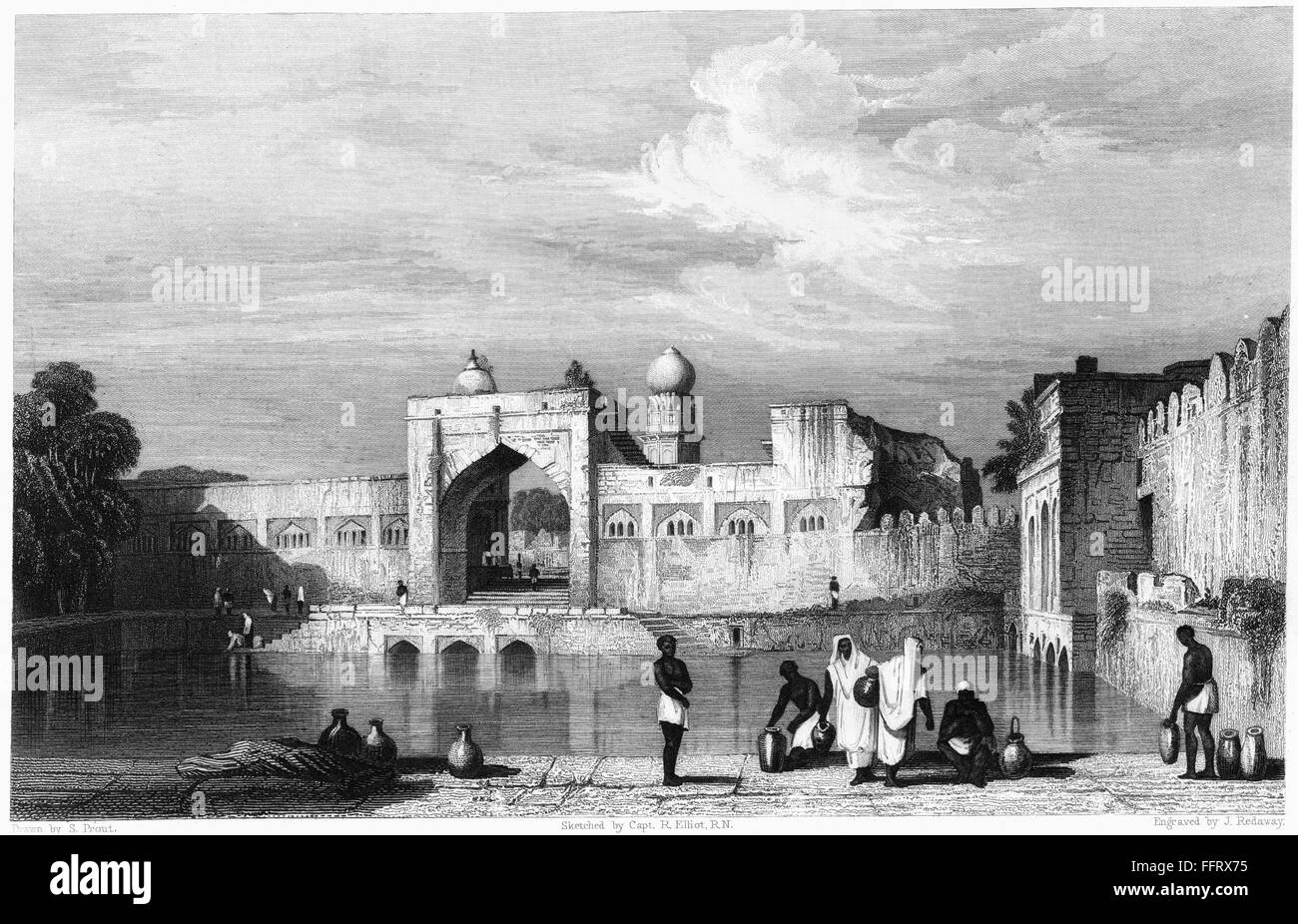 INDIA: BIJAPUR, c1860. /nView of the Taj Bawdi water reservoir and the ...