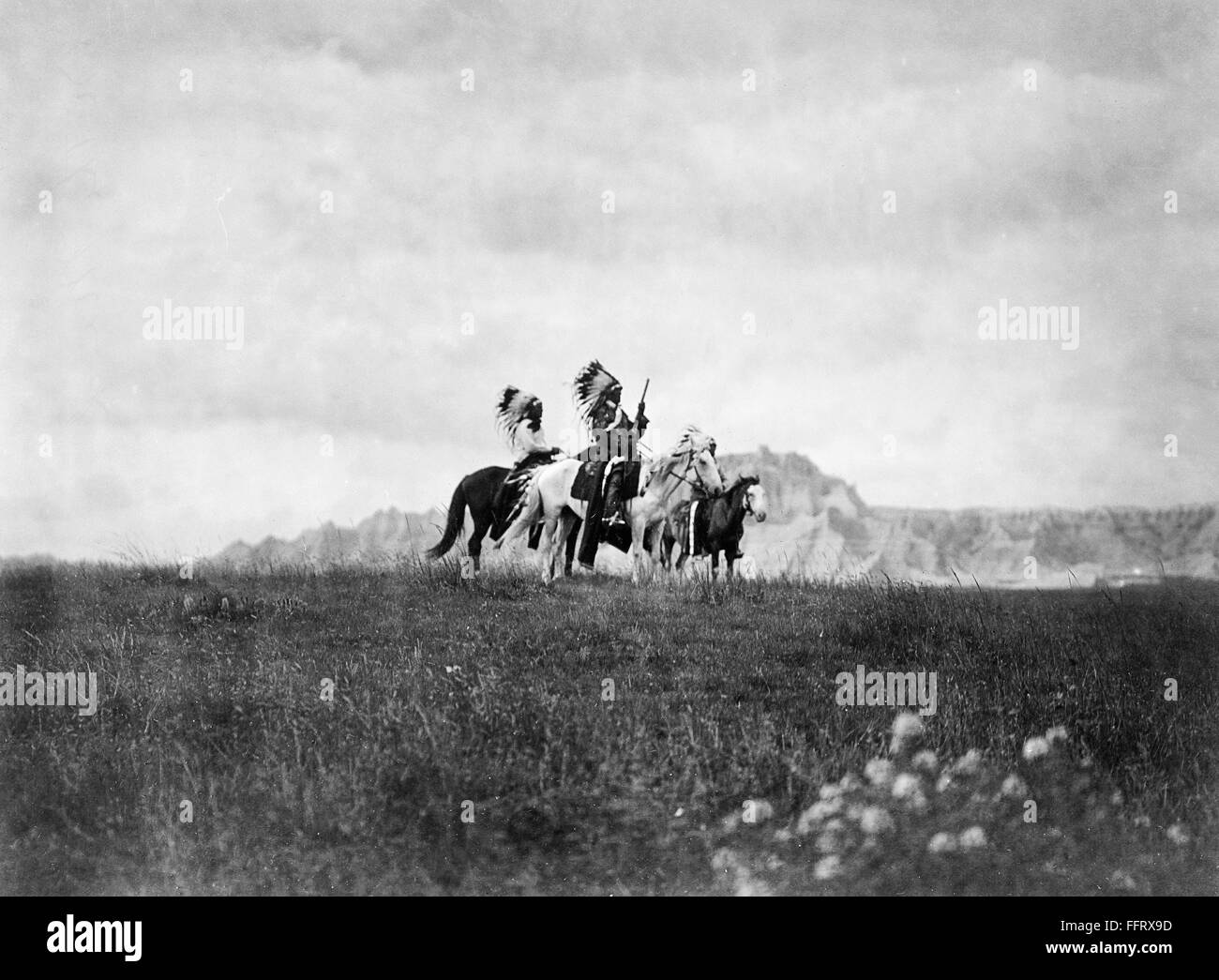 SIOUX HORSEMEN, c1905. /nA group of three Sioux Native American men on ...