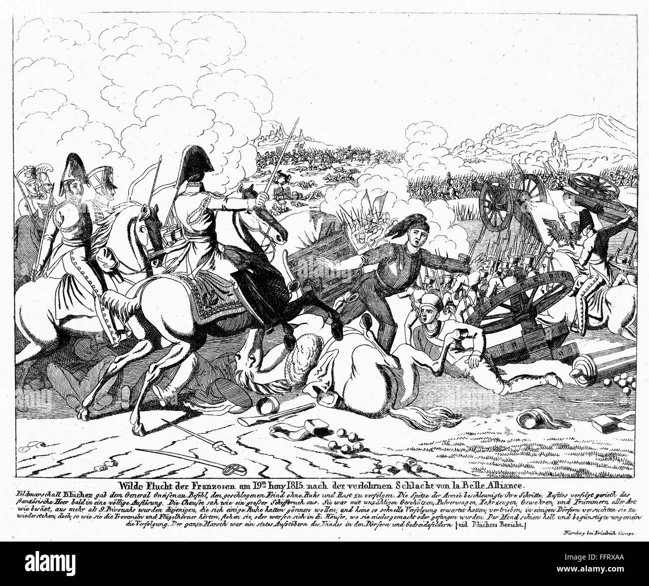 NAPOLEON I: WATERLOO, 1815. /nEmperor Napoleon I of France fleeing the ...