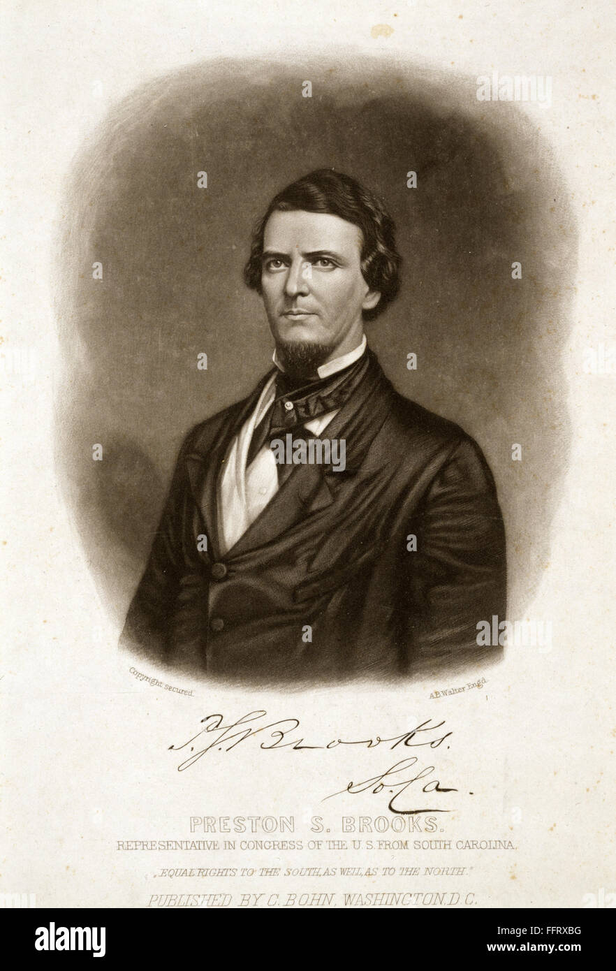 PRESTON SMITH BROOKS /n(1819-1857). American Democratic Congressman ...