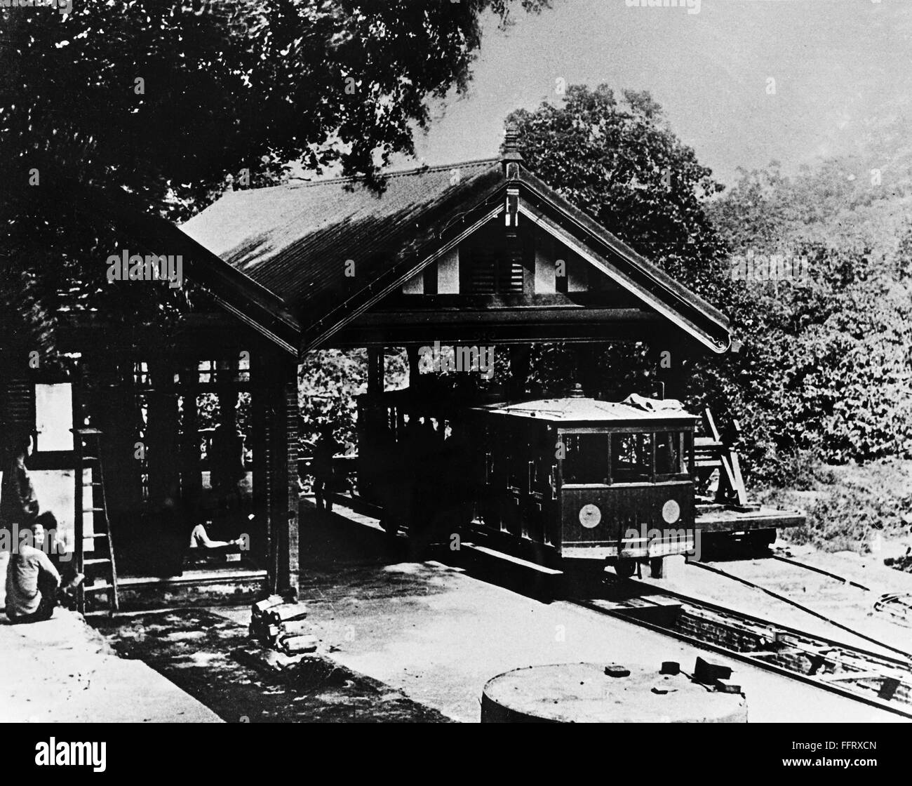 HONG KONG: PEAK TRAMWAY. /nThe Lower Peak Tram Terminal on Hong Kong ...
