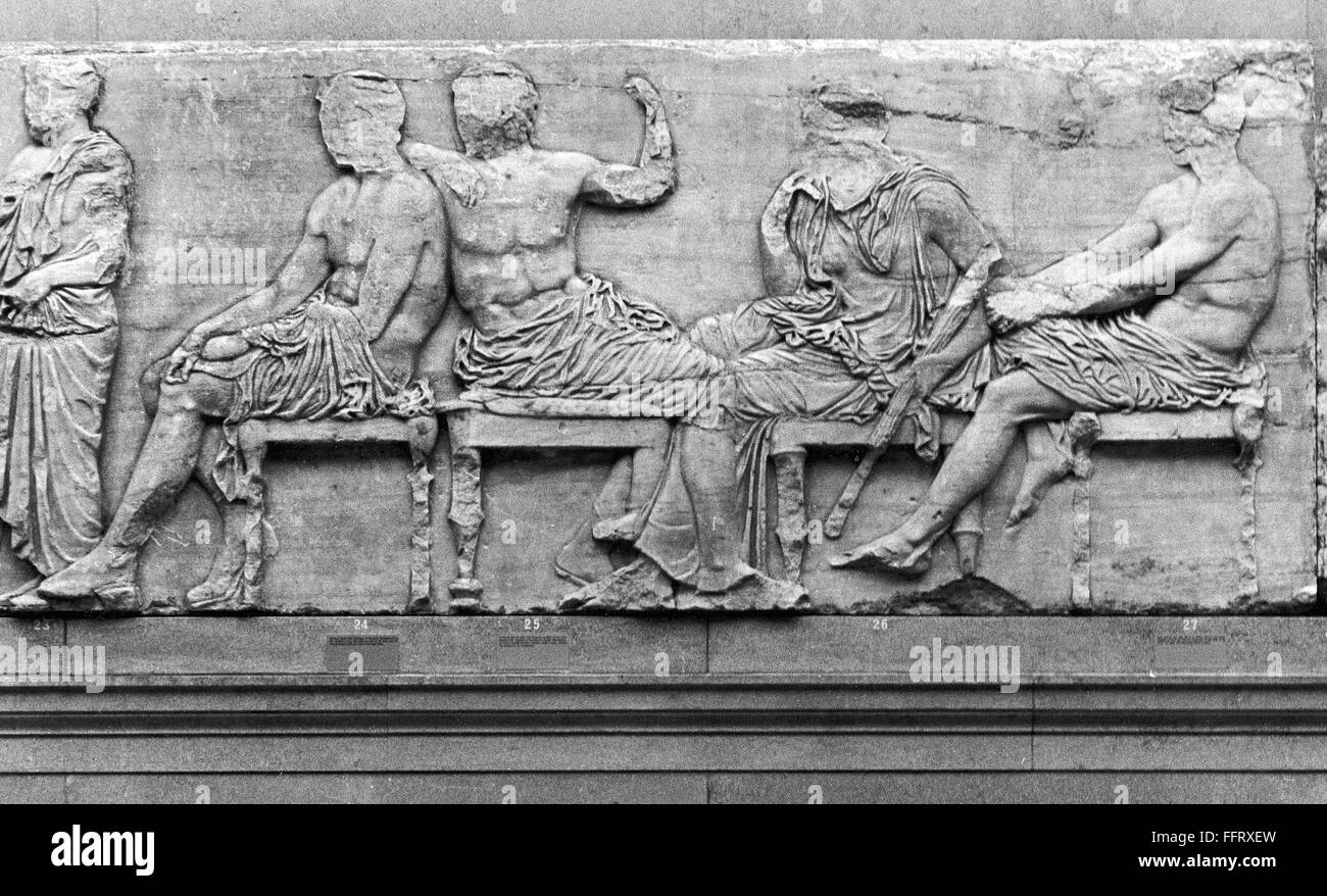 PARTHENON: GREEK GODS. /nSeated from left: Hermes, Dionysus, Demeter ...