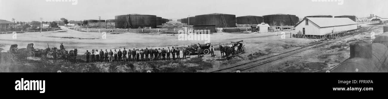 CALIFORNIA: OIL TANKS, c1910. /nGroup of men standing in front of ...