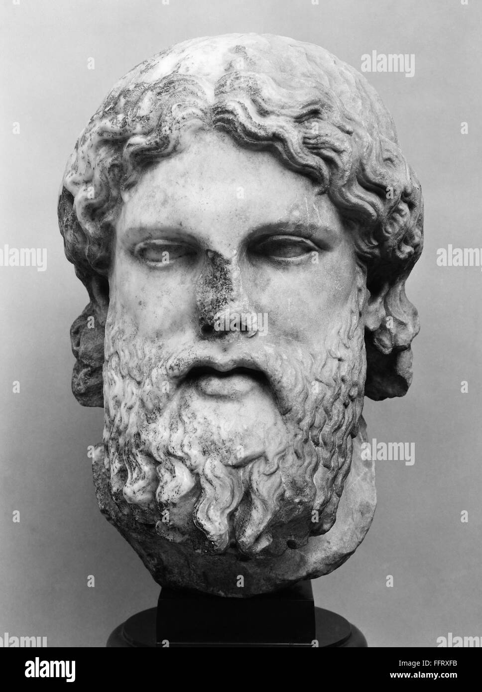 ZEUS. /nColossal head of Zeus. Marble, Greek, 4th century B.C Stock ...