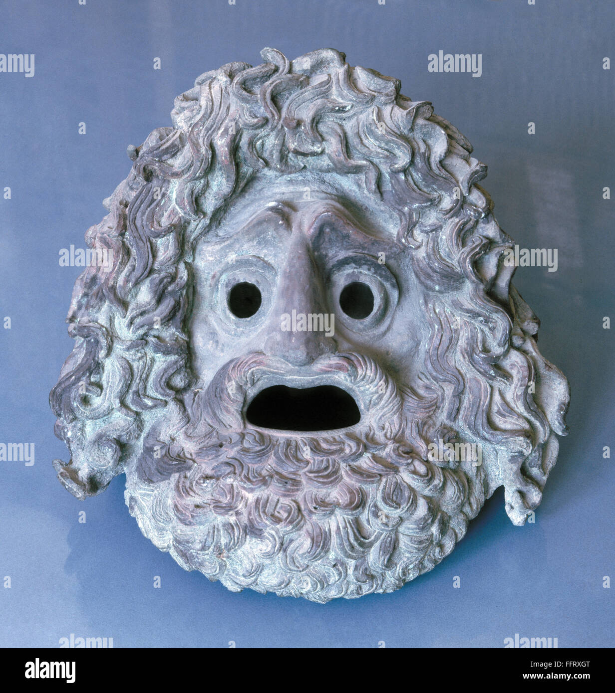 GREECE: THEATRICAL MASK. /nAncient Greek bronze mask of tragedy Stock ...