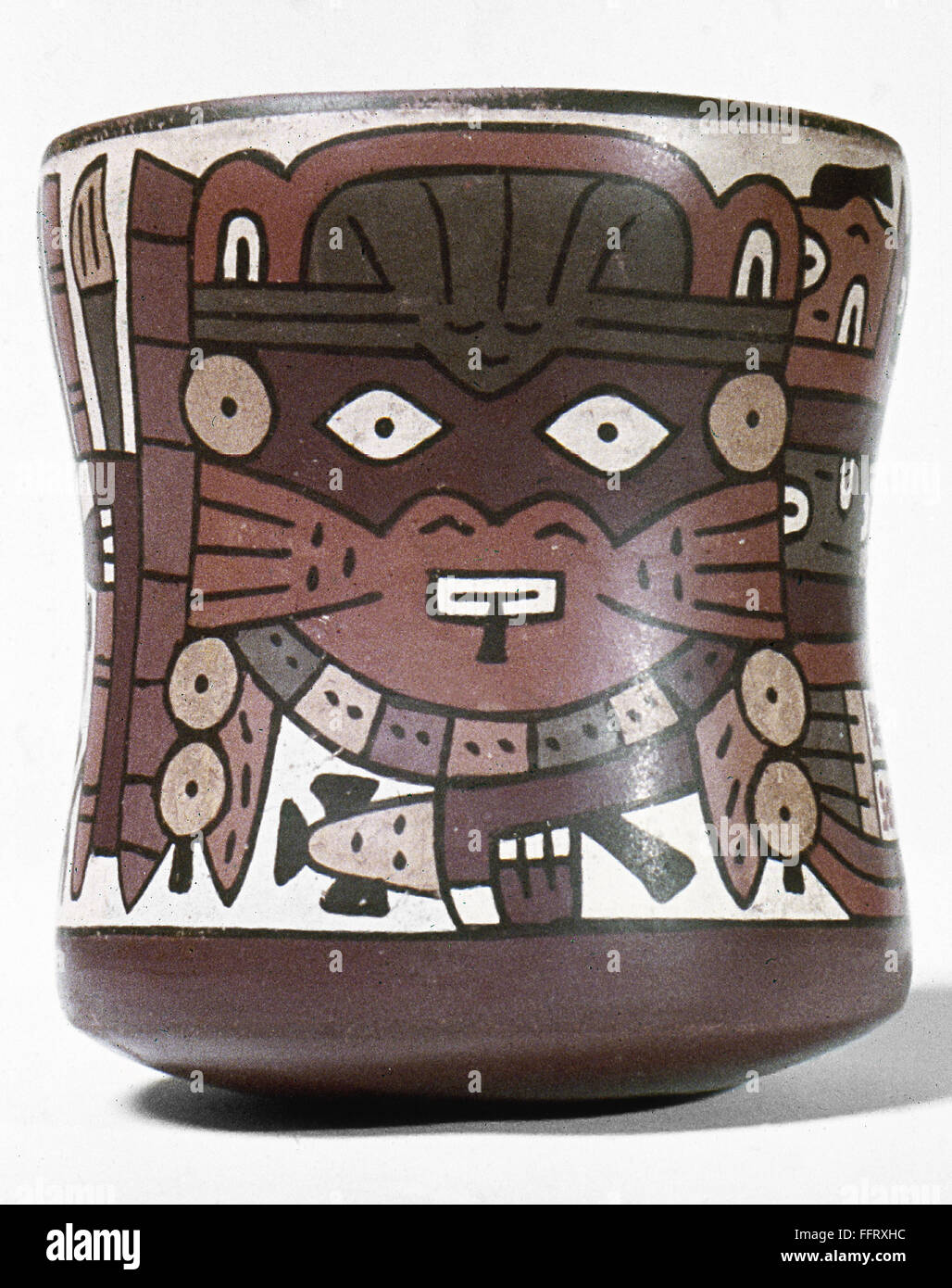 PERU: NAZCA JAR. /nCeramic jar with a painted puma god, made by the ...
