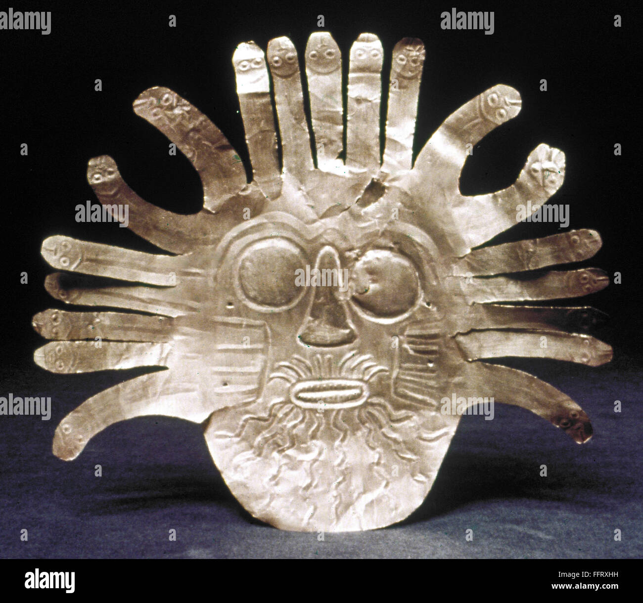 PERU: NAZCA GOLD MASK. /nEmbossed gold mask made by the Nazca ...