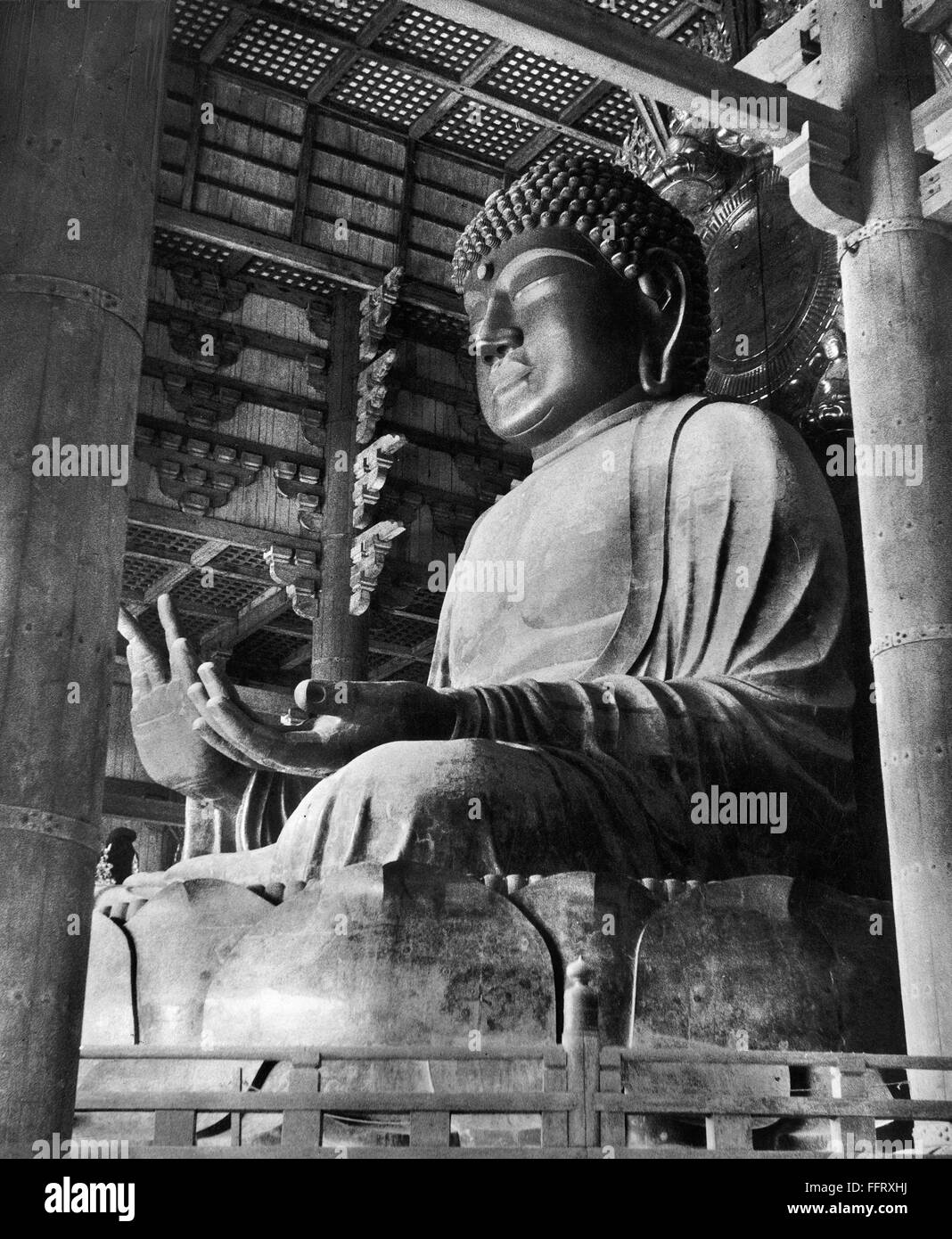 JAPAN: NARA DAIBUTSU. /nThe Great Buddha, gilt-bronze, in the hall of ...