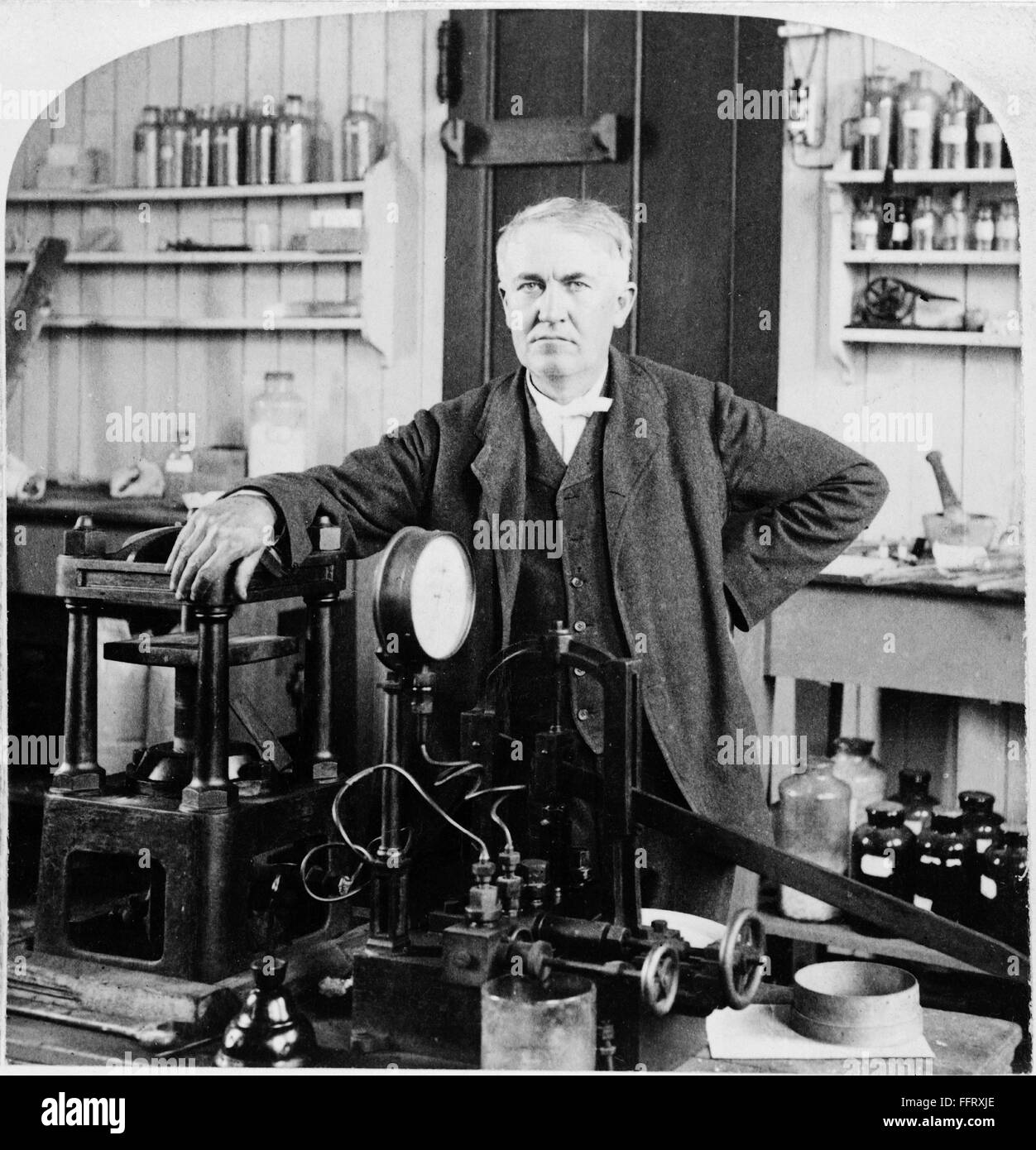 THOMAS EDISON (1847-1931). /nAmerican inventor. Photographed in his ...