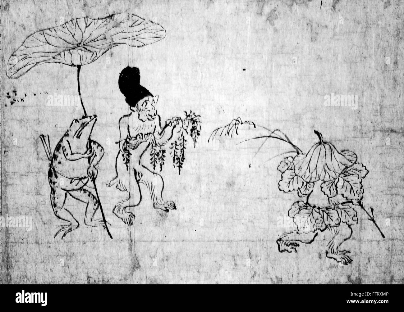 JAPAN: ANIMALS AS HUMANS. /nMonkey with a frog attendant. Detail of a ...