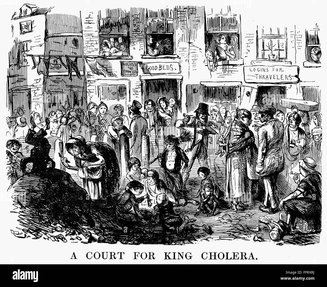ENGLAND: CHOLERA, 1852. /n'A Court for King Cholera.' Children playing ...