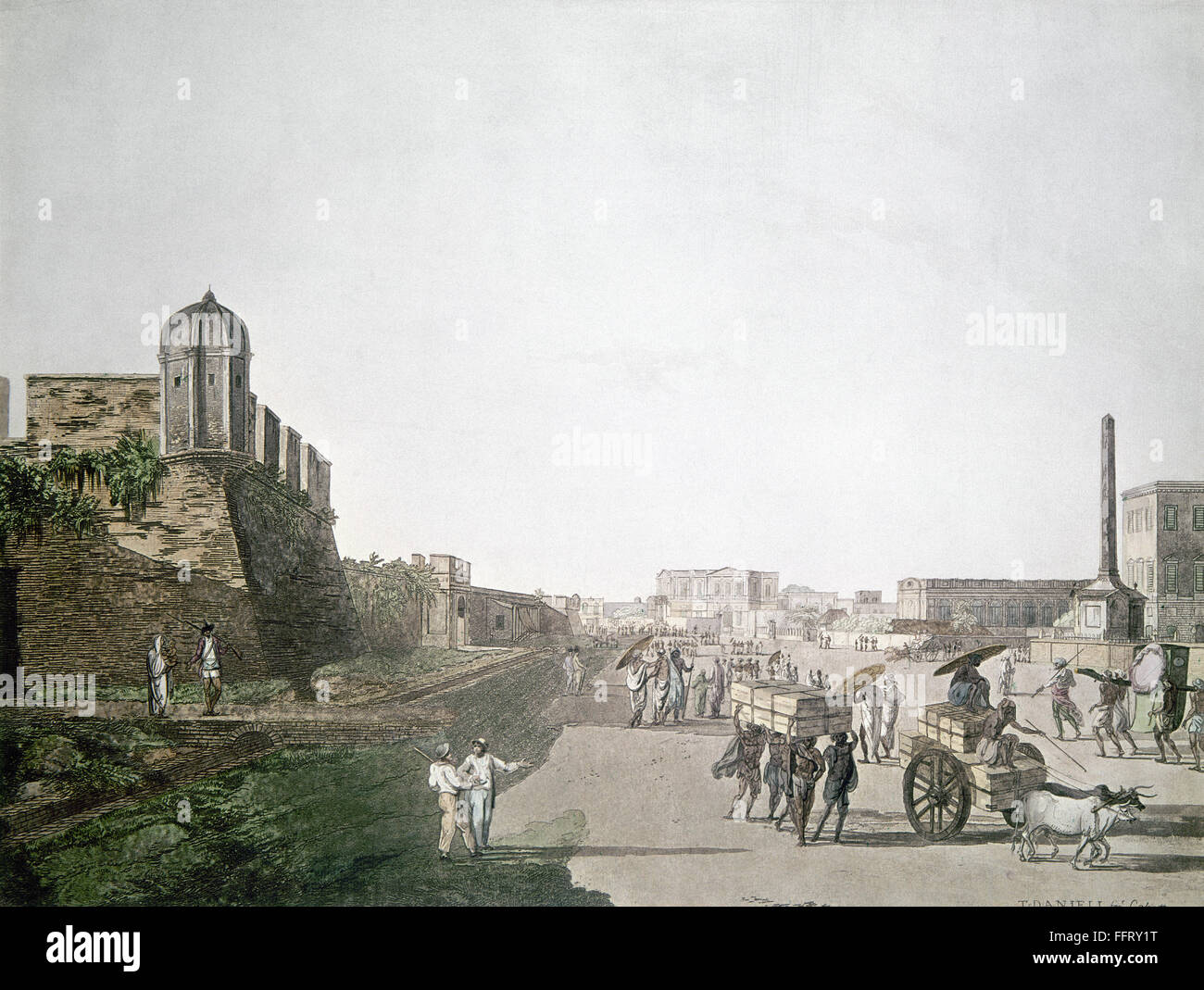 INDIA: CALCUTTA, 1786. /nOld Fort William (left), a playhouse and ...