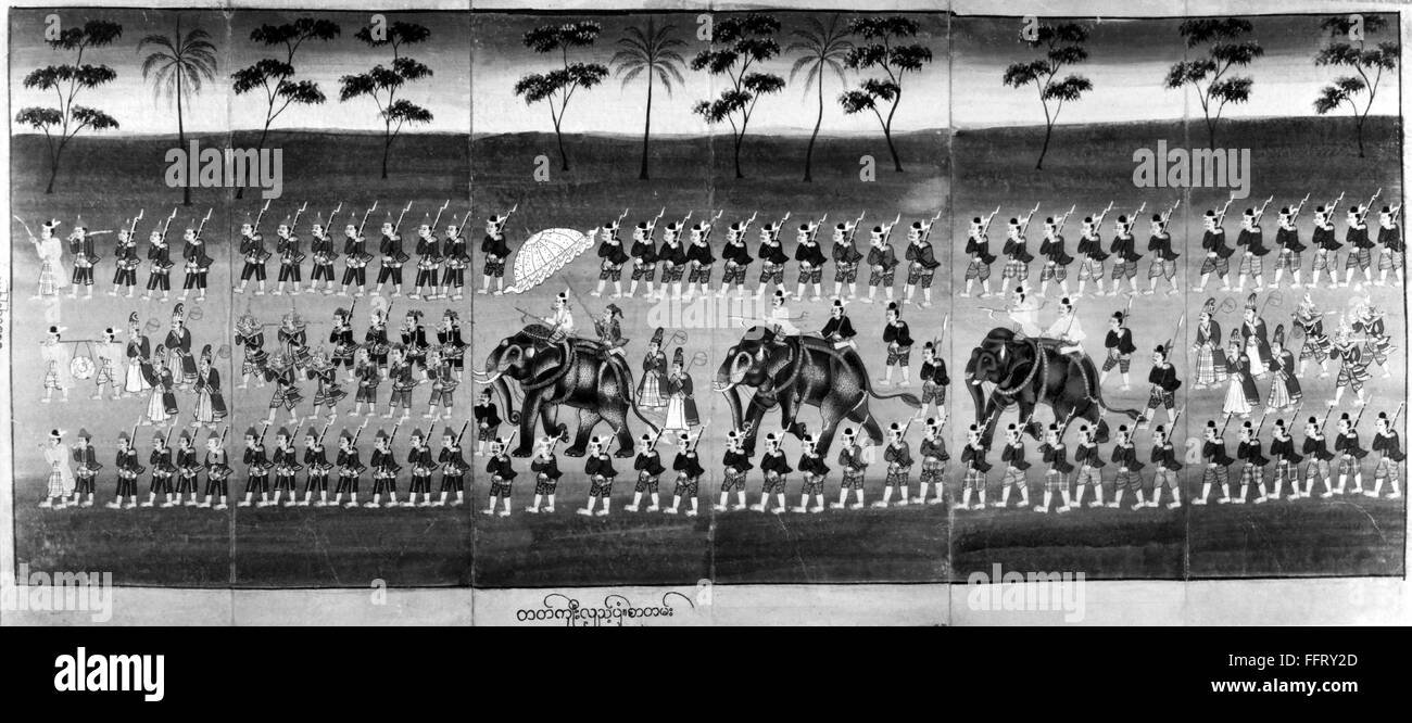 INDIA: PROCESSION. /nA procession of Indian soldiers and elephants ...